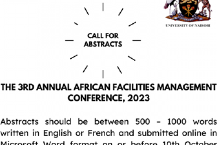 Call For Abstracts The 3rd Annual African Facilities Management